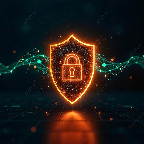 Futuristic Cyber Shield Background Data Protection Cybersecurity Digital Lock Background