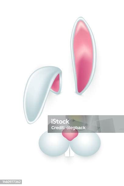 봄 토끼와 귀여운 총구의 귀 모바일 응용 프로그램에 대한 3d 재미 부활절 토끼 마스크 3차원 형태에 대한 스톡 벡터 아트 및 기타 이미지 3차원 형태 Brand