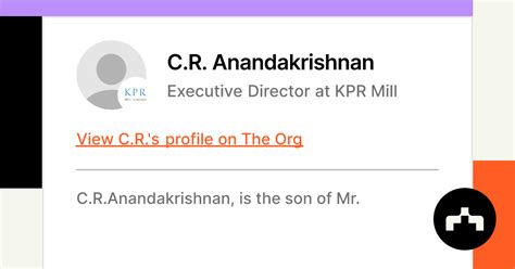 Cr Anandakrishnan Executive Director At Kpr Mill The Org