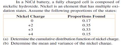 Solved In a NiCd battery, a fully charged cell is composed | Chegg.com