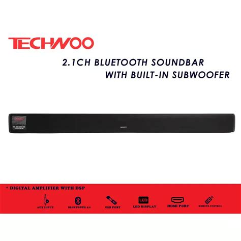 Techwoo Tw Sb40 2 1ch Soundbar With Built In Sub Woofer W Aux Bluetooth Optical Coaxial Hdmi