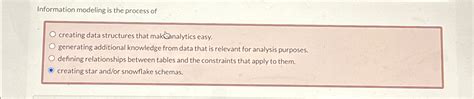Solved Information Modeling Is The Process Ofcreating Data