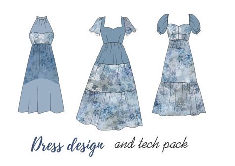 Create Technical Flat Drawings Of Dresses And Tech Pack By A Bamberger Fiverr