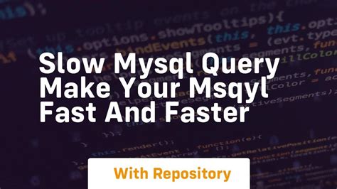 Slow Mysql Query Make Your Msqyl Fast And Faster Youtube