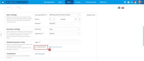 how to create branching questions youtestme