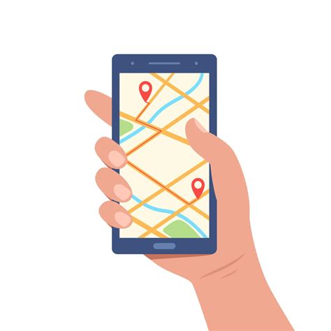 Cellphone With Map On Screen In Human Hand City Map Navigation App With Map And Location Pin