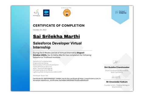 Srilekha M S On Linkedin Smartinternz Salesforce Skilledonsalesforce Thesmartbridge Aicte…