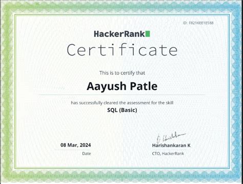 Aayush Patle On Linkedin Sql Mysql Sqldeveloper Hackerrank