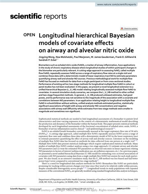 Pdf Longitudinal Hierarchical Bayesian Models Of Covariate Effects On Airway And Alveolar