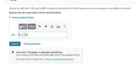 solved what is the ph after 0 150 mol of hcl is added to the