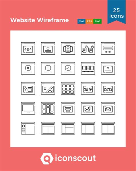 Website Wireframe Icon Pack 25 Line Icons