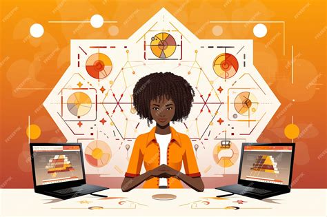 Premium Vector African Girl With Flat Style Diagrams