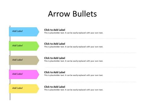 Ppt Slide Arrow Diagram 5 Bullets Multicolor