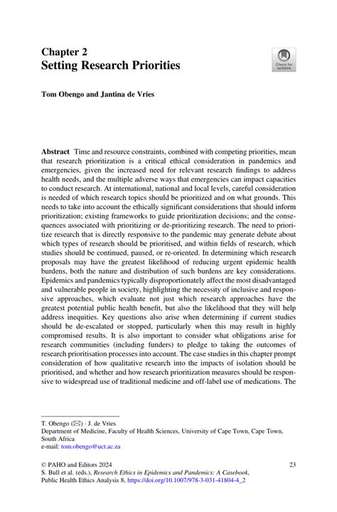 Pdf Setting Research Priorities