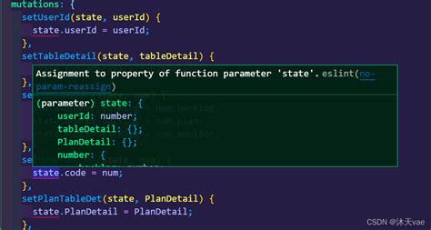 解决vue、vuex报“assignment to property of function parameter ‘state‘” 的方法