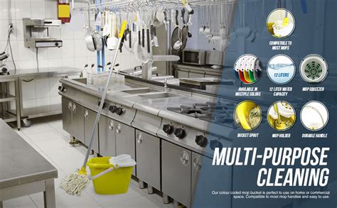 Colour Coded Mop Buckets L Mop Bucket With Wringer And Easy Carry Handle For Domestic And