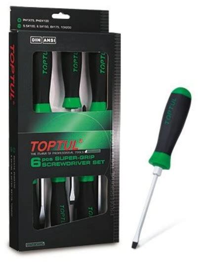 Gaae0608 Toptul Screwdriver Set Number Of Tools 6 Slot Phillips Head Ph Spanner Size 55