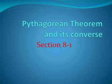 Ppt Pythagorean Theorem And Its Converse Powerpoint Presentation