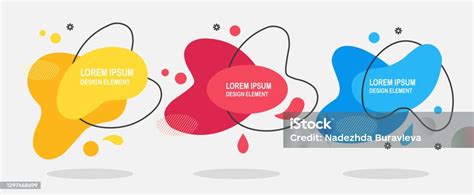 흰색 배경에 격리 된 추상 액체 모양세트입니다 유체 형태 파도 선이 있는 그라데이션 배너 모던 로고 벡터 설계 3차원 형태에 대한 스톡 벡터 아트 및 기타 이미지 Istock