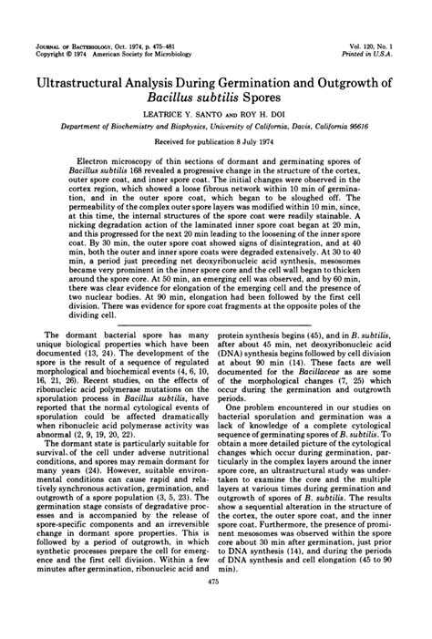 Pdf Ultrastructural Analysis During Germination And Outgrowth Of