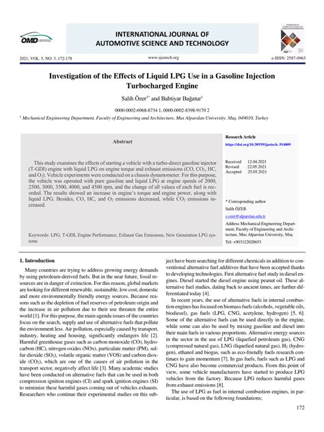 Pdf Investigation Of The Effects Of Liquid Lpg Use In A Gasoline