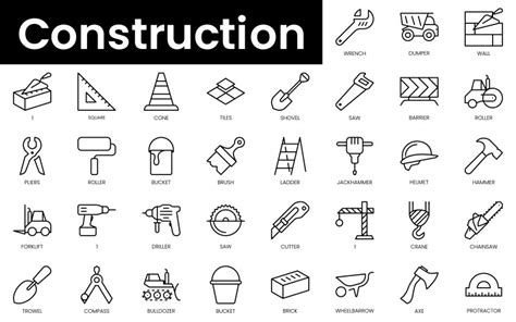 Set Of Outline Labour Day Icons Minimalist Thin Vector Image