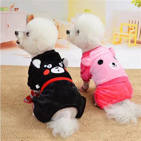 Badu Bg Дрехи за домашни любимци Есенни зимни пижами Домакински фланелен памук Меки сладки