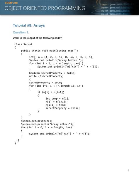 Comp248 Tutorial 08 Tutorial 8 Arrays Question 1 What Is The