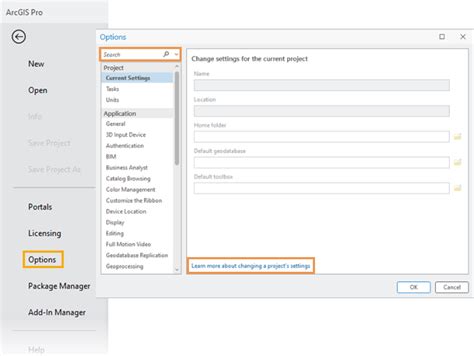 Use Project And Application Options—arcgis Pro Documentation