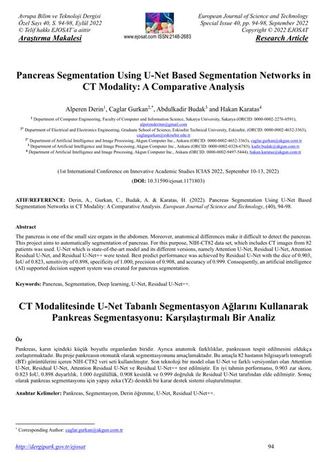 PDF Pancreas Segmentation Using U Net Based Segmentation Networks In CT Modality A