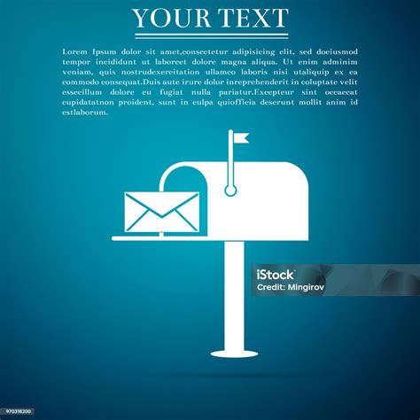 파란색 배경에 고립 된 봉투 아이콘 오픈 메일 박스 평면 디자인입니다 벡터 일러스트 레이 션 우편함에 대한 스톡 벡터 아트 및