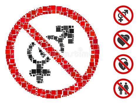 Square No Sex Icon Vector Collage Stock Vector Illustration Of