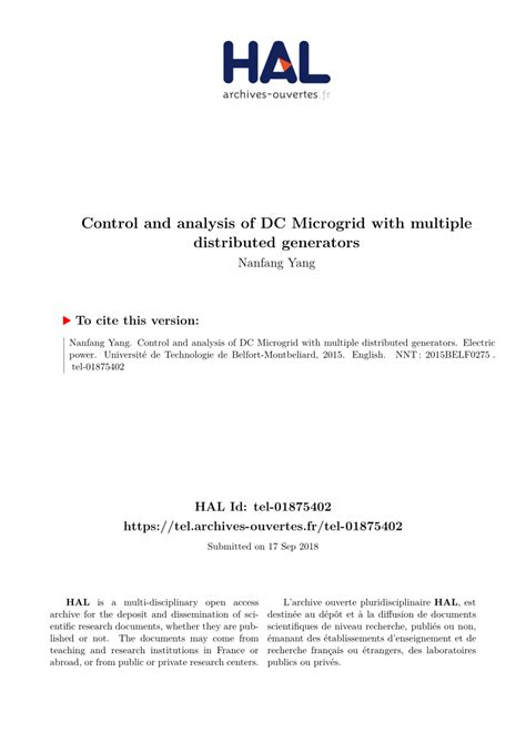 Pdf Control And Analysis Of Dc Microgrid With Multiple Distributed