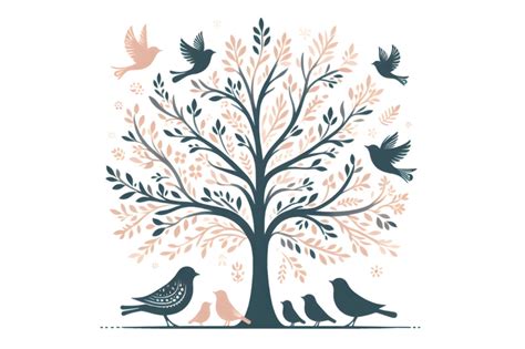 Decorative Tree With Birds On Branche By Dianaxstoyanova TheHungryJPEG