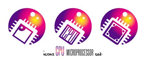 플랫 스타일의 나노 기술 개념 중앙 처리 장치 마이크로칩 격리된 흰색 배경의 프로세서 아이콘을 설정합니다 아이콘에 대한 스톡