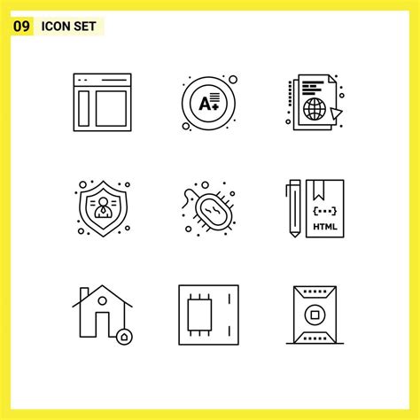 9 Universal Outlines Set For Web And Mobile Applications Bacteria Protect Learning People Sync