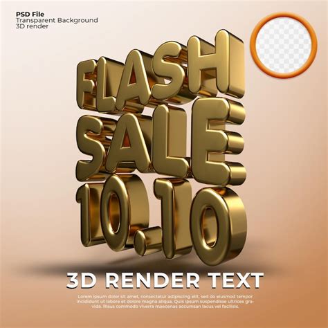 premium psd 3d render text flash sale 10 10 gold style