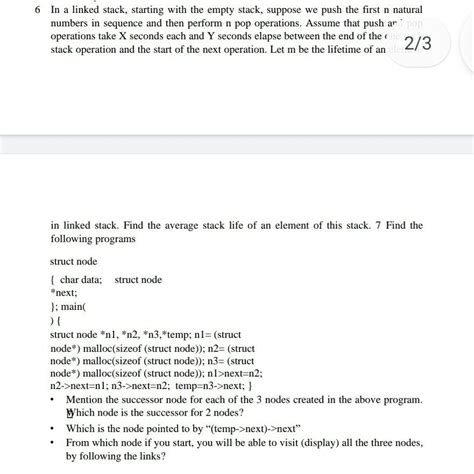 Solved 6 In A Linked Stack Starting With The Empty Stack