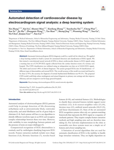 Pdf Automated Detection Of Cardiovascular Disease By