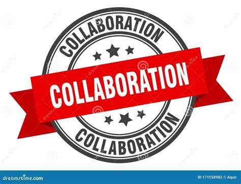 Collaboration Label Collaboration Round Band Sign Stock Vector