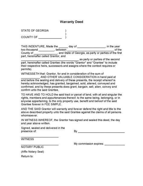 Georgia Quit Claim Deed Template