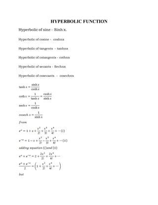 HYPERBOLIC FUNCTION PDF