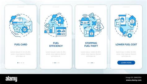 Fuel Monitoring Activities Blue Onboarding Mobile App Screen Stock