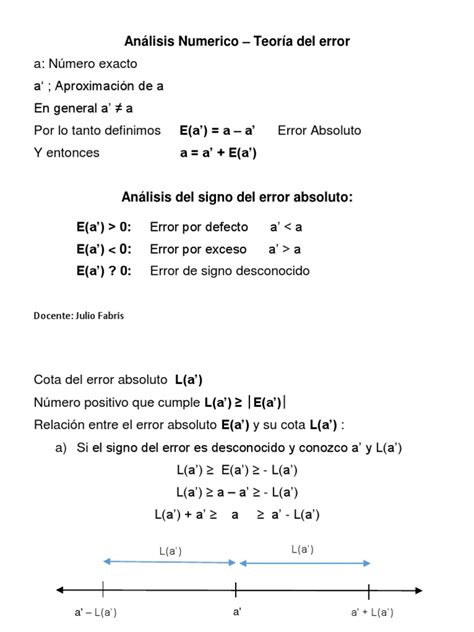 Analisis Numerico 1erc 2021 Clase 4 Teoría Del Error Preliminar