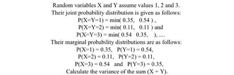 Solved Random Variables X And Y Assume Values 1 2 And 3