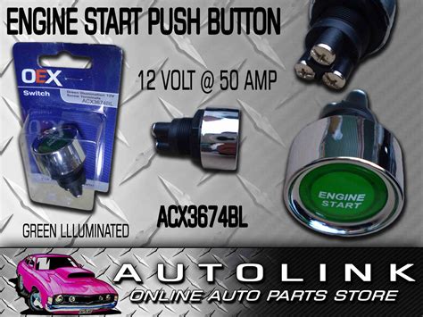 Oex Push Button Engine Start Switch Green 12v Screw Terminals Car Hot