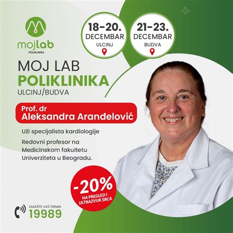 Prof Dr Aleksandra Aranđelović Uži Specijalista Kardiologije U Moj Lab Poliklinikama U Ulcinju