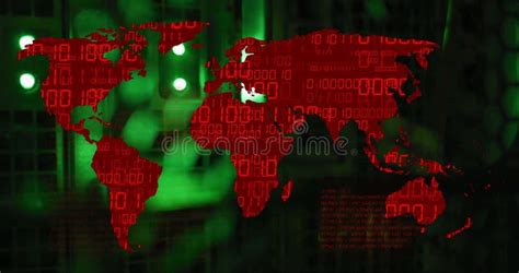 Animation Of World Map And Data Processing Over Computer Servers Stock