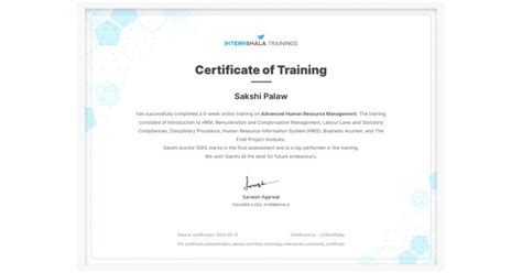 Internshala Hrm Course By Internshala Sakshi Palaw Posted On The