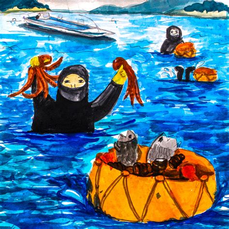 바다와 해녀 내가 사랑하는 바다 국제 어린이 환경 그림대회｜휴먼인러브